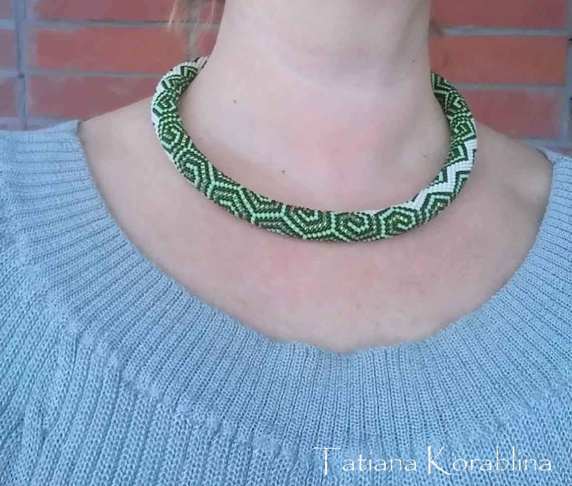 Ukrainian Traditional bead Crochet rope Necklace Seed bead | Etsy