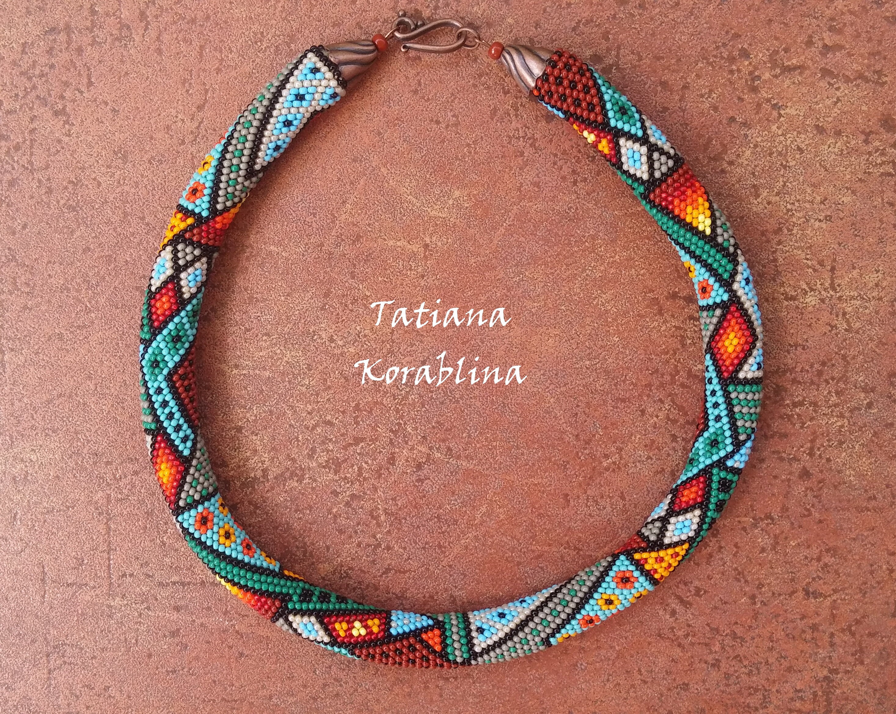 Ukrainian Traditional Necklace Seed Bead Geometric Pattern - Etsy