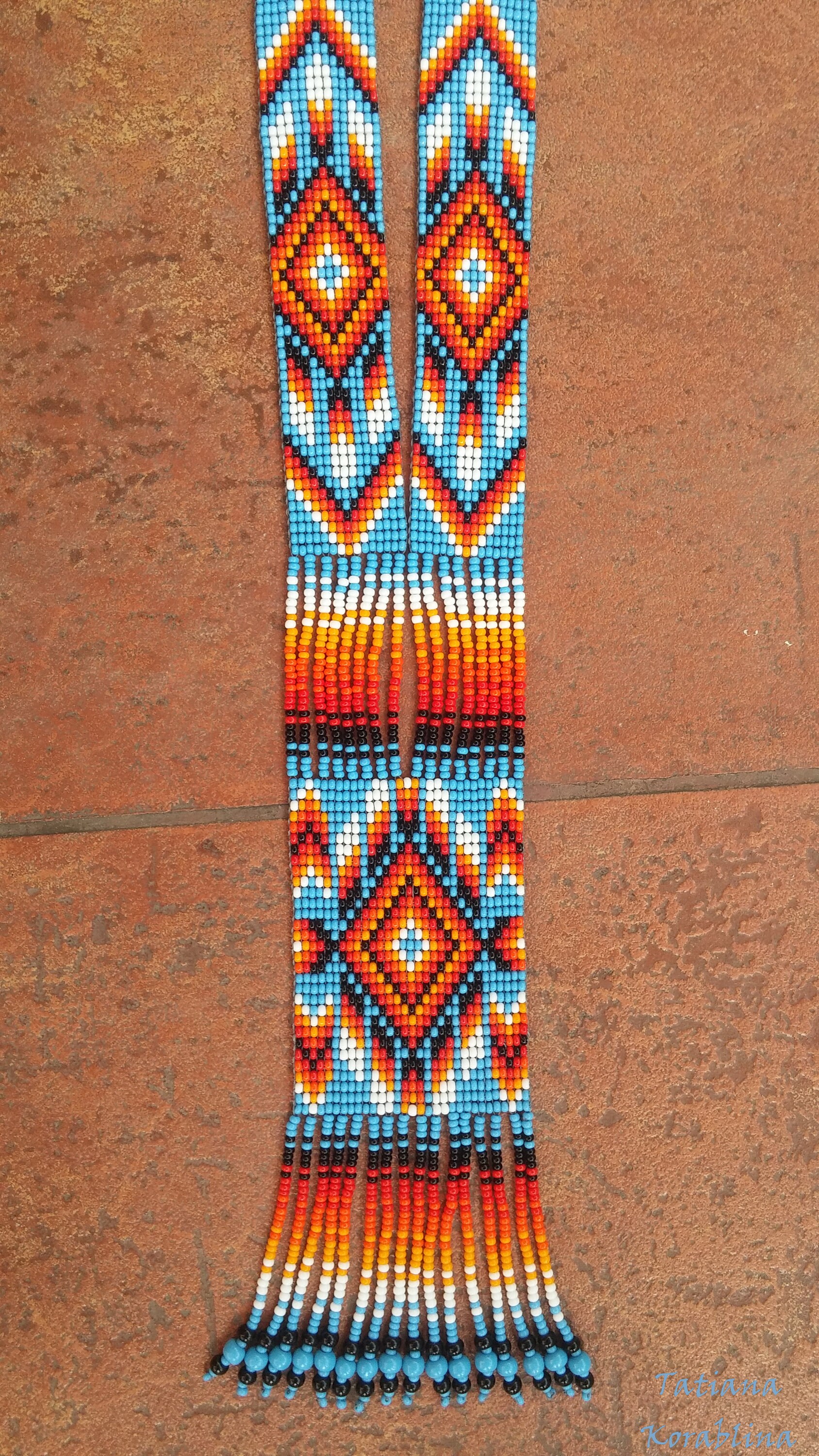 Native American Style Long Beaded Necklace Native Seed Bead | Etsy
