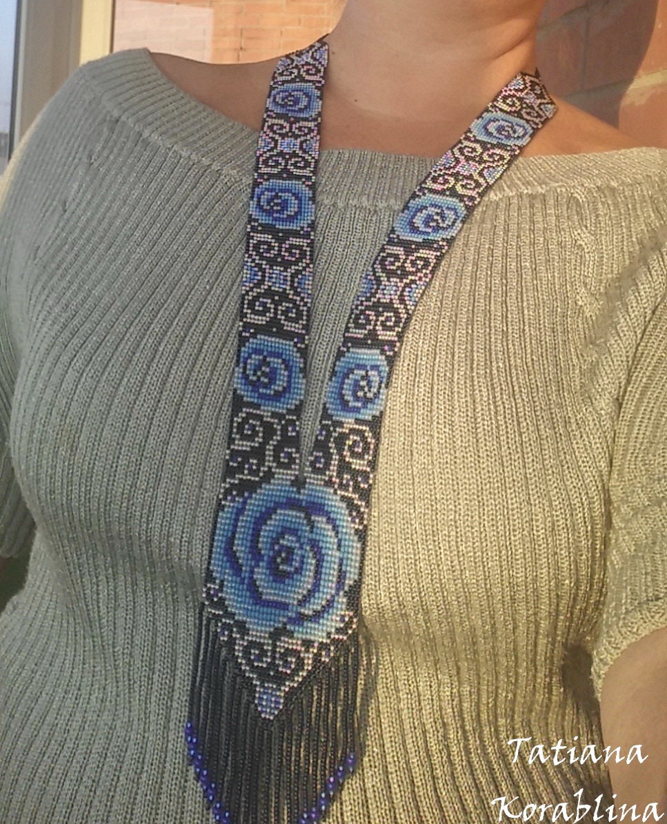 Ukrainian Beaded Winter Flower Gerdan Necklace Bead Loom | Etsy