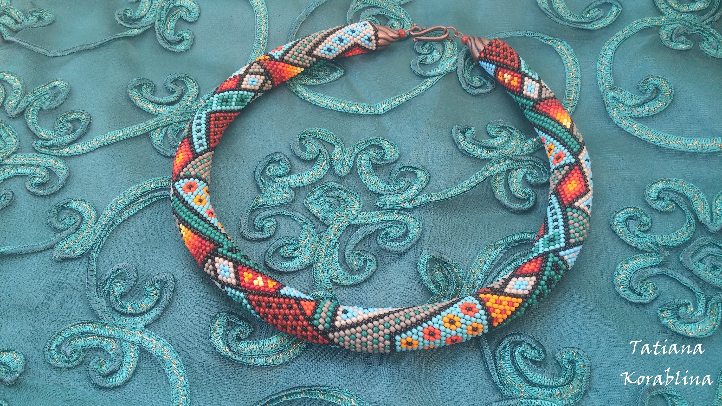 Ukrainian Traditional Necklace Seed Bead Geometric Pattern - Etsy