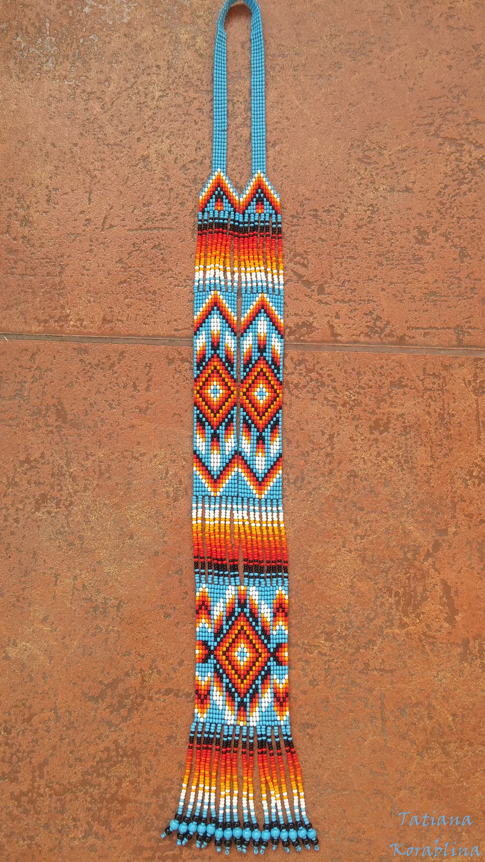 Native American Style Long Beaded Necklace Native Seed Bead | Etsy