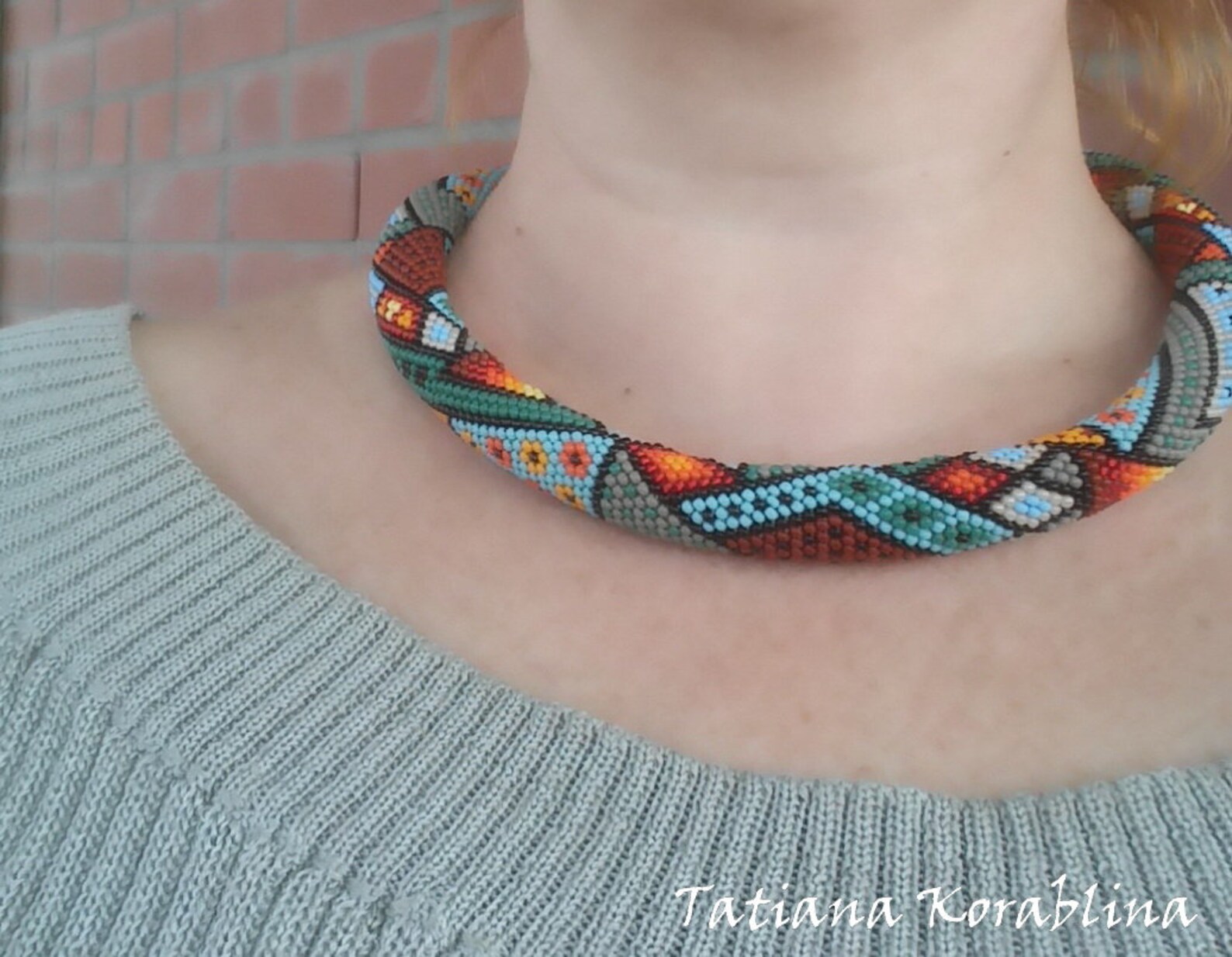 Ukrainian Traditional Necklace Seed Bead Geometric Pattern - Etsy