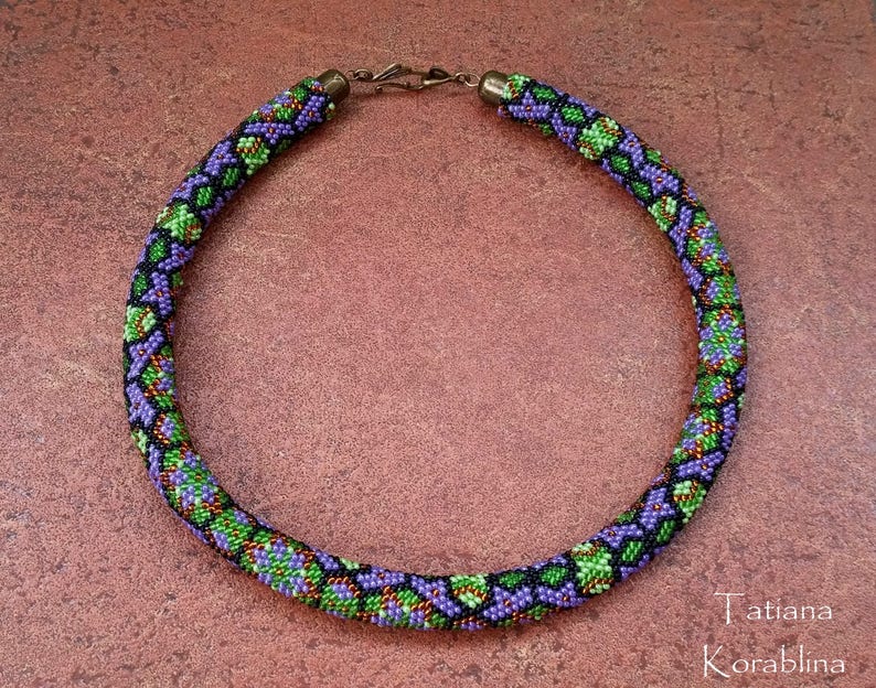 Ukrainian Traditional Flower Bead Crochet Necklace Seed Bead | Etsy