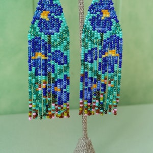 Unique Beaded Earrings Seed Bead Earrings Chandelier Fringe Earrings ...