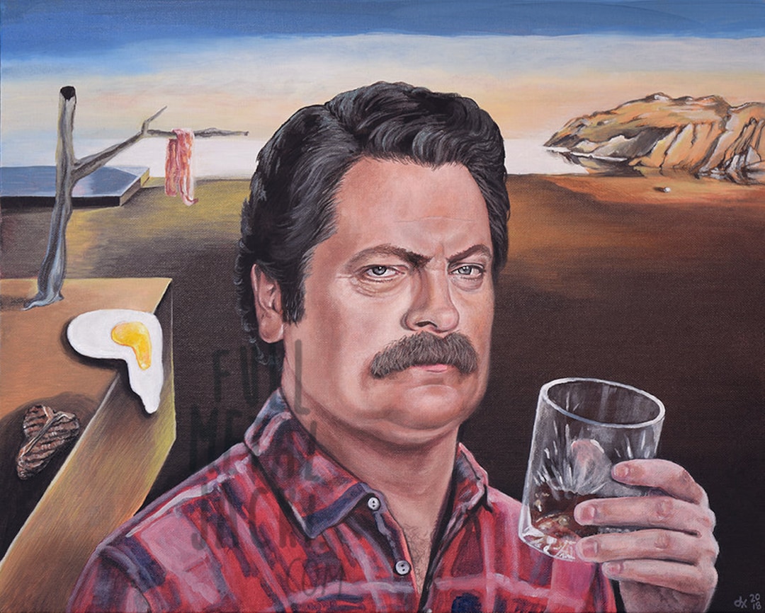 Ron Swanson / Nick Offerman With Dali Background Fine Art Print ...