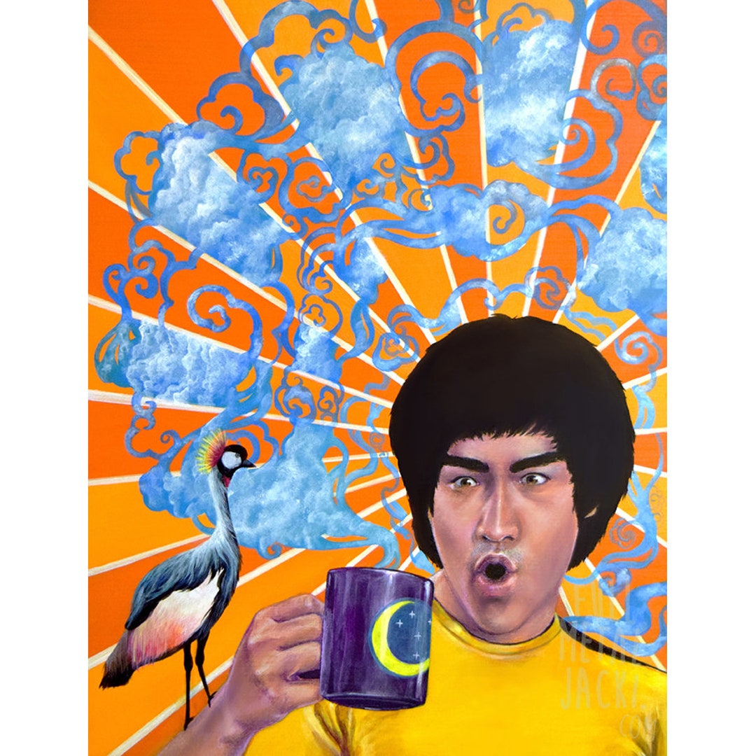 Bruce Lee Coffee Art Print WOO That's a Damn Fine Cup of Coffee Kung Fu ...