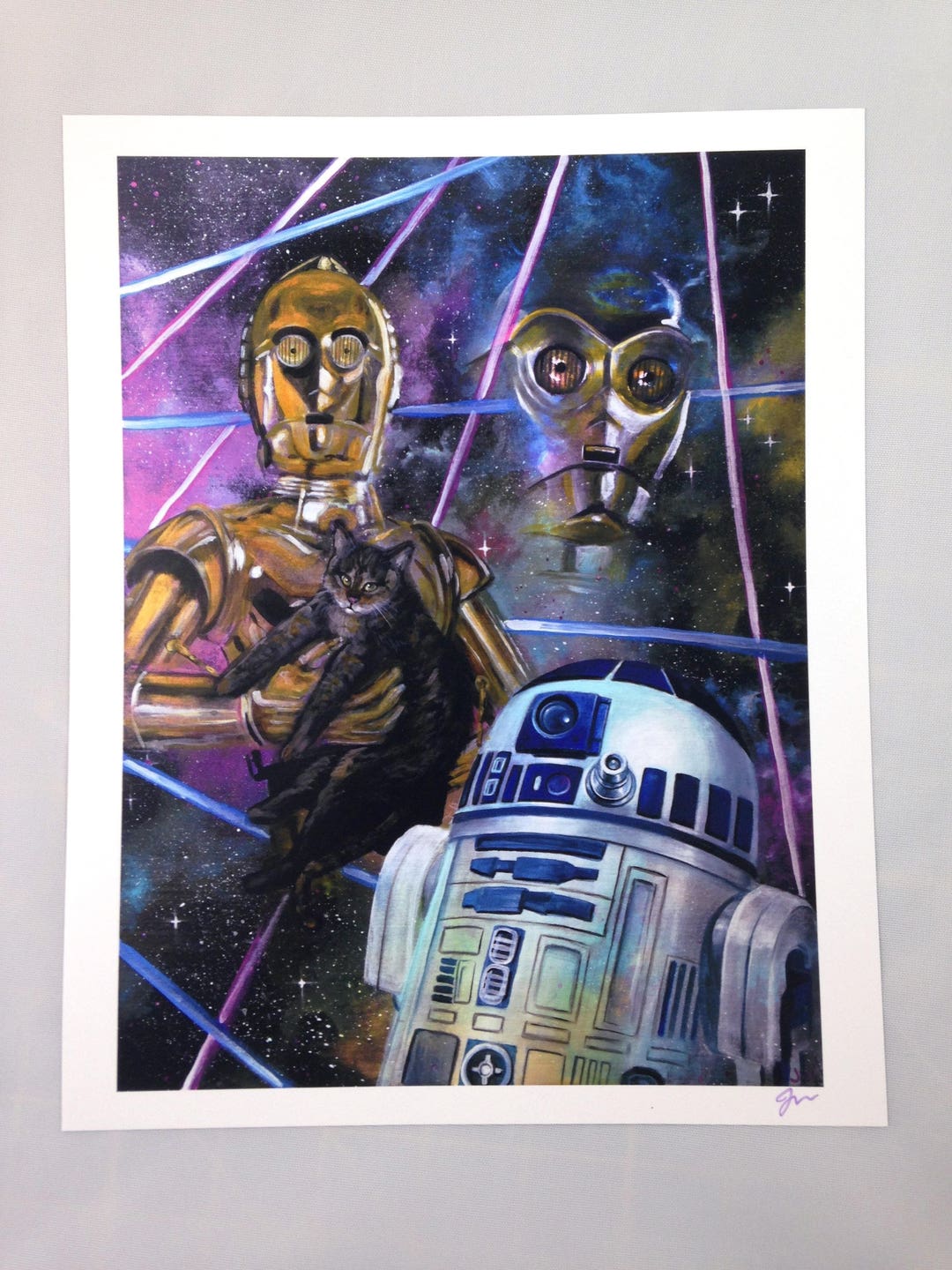Brobots Giclee Art Print || Star Wars Droids R2D2 C3PO Cat 80's Retro ...