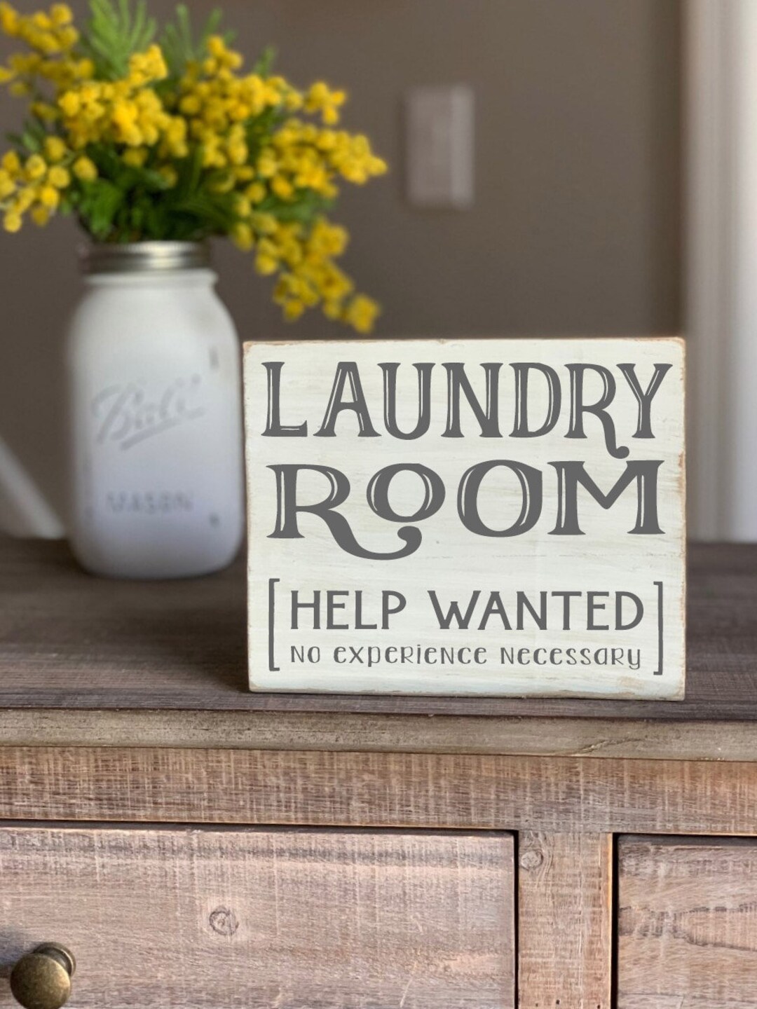 Laundry Room Help Wanted Funny Mini Block Wood Sign Funny Gift for ...