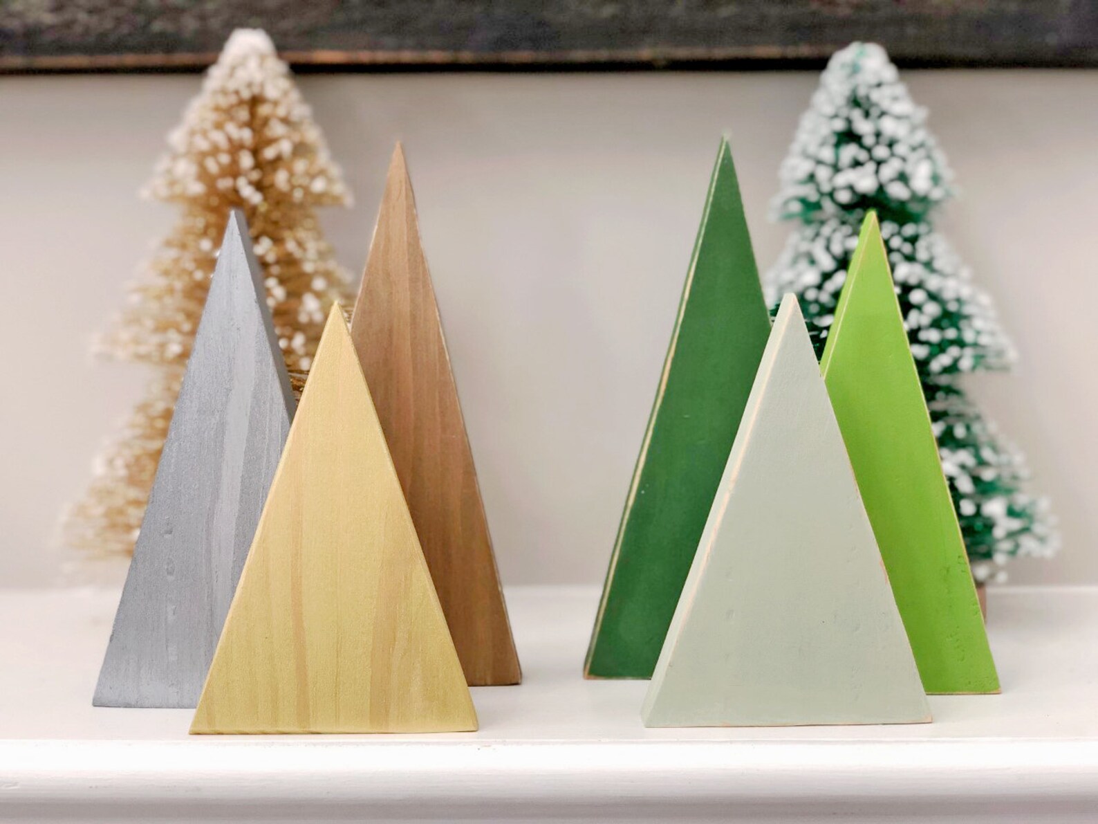 Set of 3 Large Wooden Trees Rustic Christmas Tree Decor | Etsy