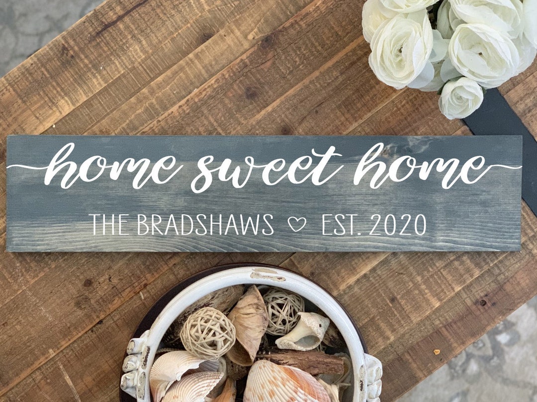 Home SWEET Home Custom Wooden Sign, Custom Name Sign, Housewarming Gift ...