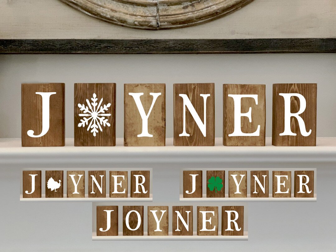 Interchangeable Last Name Wooden Blocks Last Name Mantle - Etsy