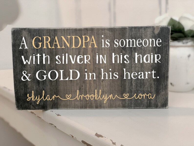 Grandpa Block Wooden Sign Grandparents Day Gift Father's | Etsy