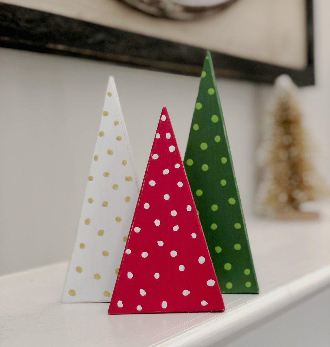 Set of 3 Large Wooden Trees Rustic Christmas Tree Decor - Etsy