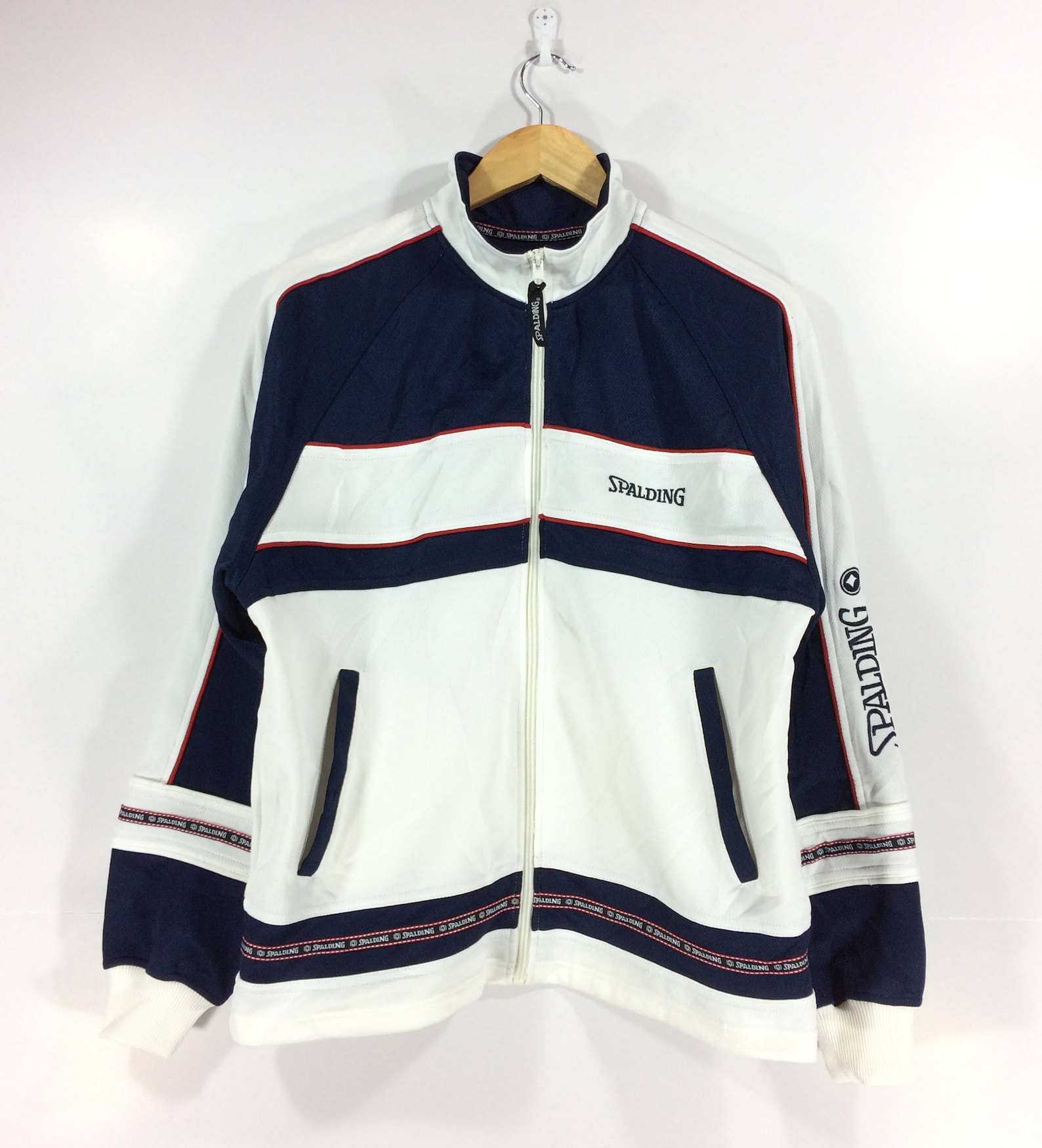 Vintage Spalding Zip up Big Logo Sweater Spalding Hip Hop Jackets High ...