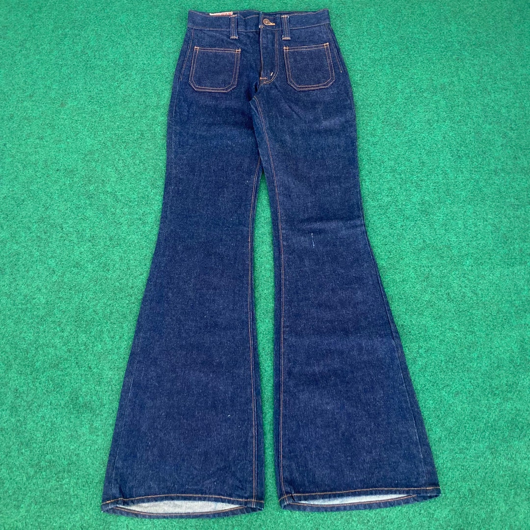 Vintage Bis Wan Blue Denim Wide Flare 90s 80s Sz 26 Bootcut Jeans - Etsy