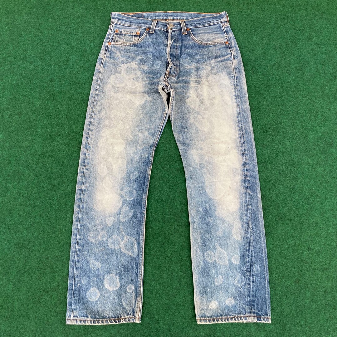 Vintage Levis 501 Distressed Ripped Light Blue Bleach Sz 31 Punk Grunge ...