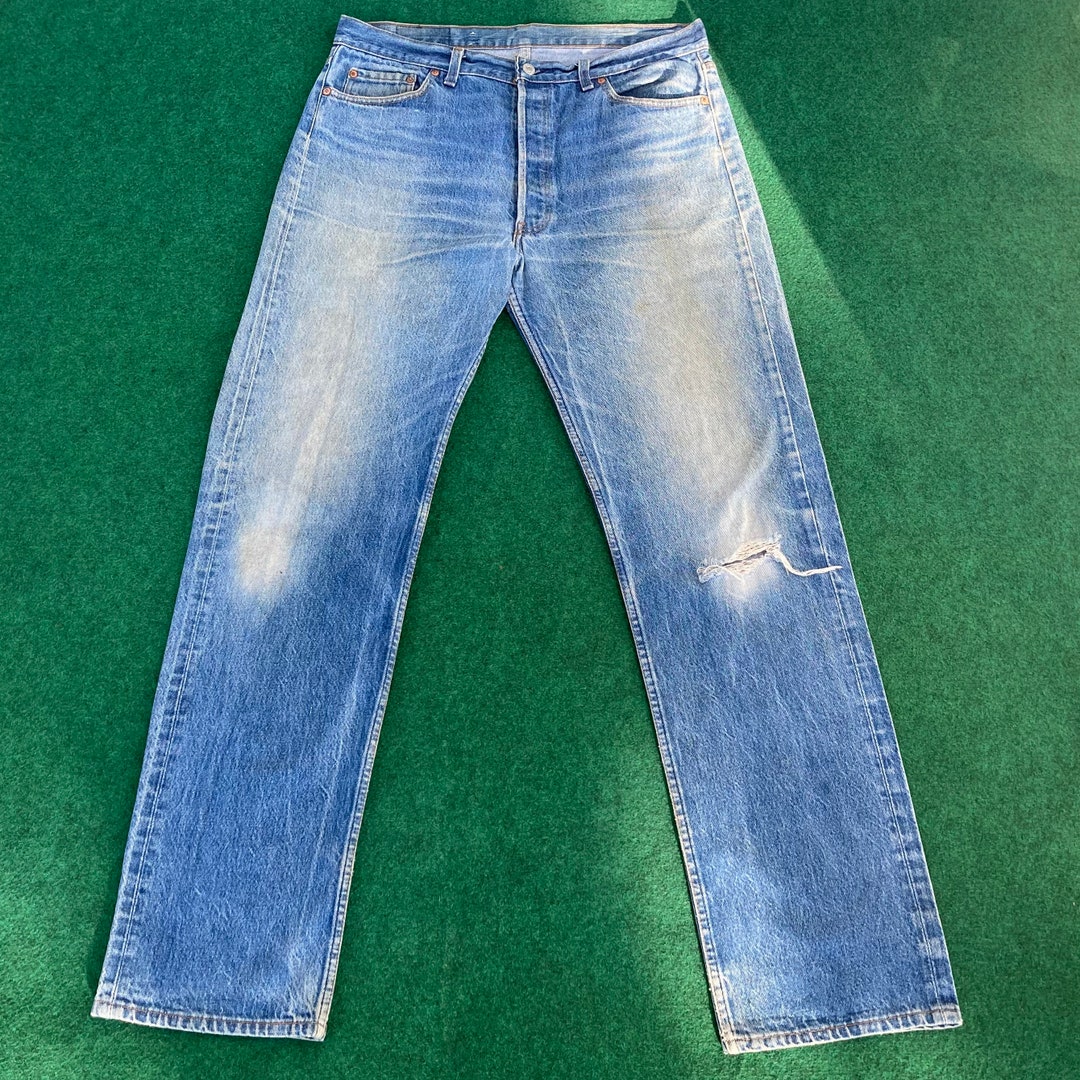 Vintage Levis 501xx Distressed Ripped Jeans Sz 36 Punk Grunge Style ...