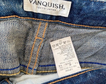 VANQUISH JAPAN Denim Paint Faded Made in Japan Honeycomb VANQUISH JAPAN Denim Paint Faded Made in Japan Honeycomb