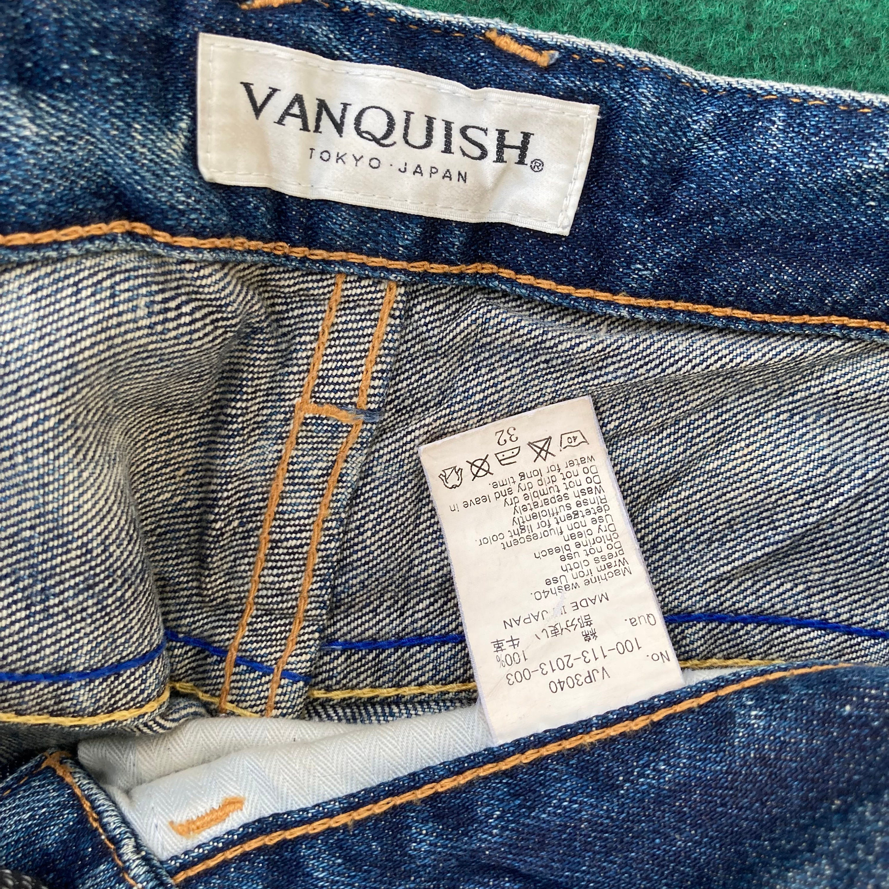 VANQUISH JAPAN Denim Paint Faded Made in Japan Honeycomb VANQUISH JAPAN Denim Paint Faded Made in Japan Honeycomb