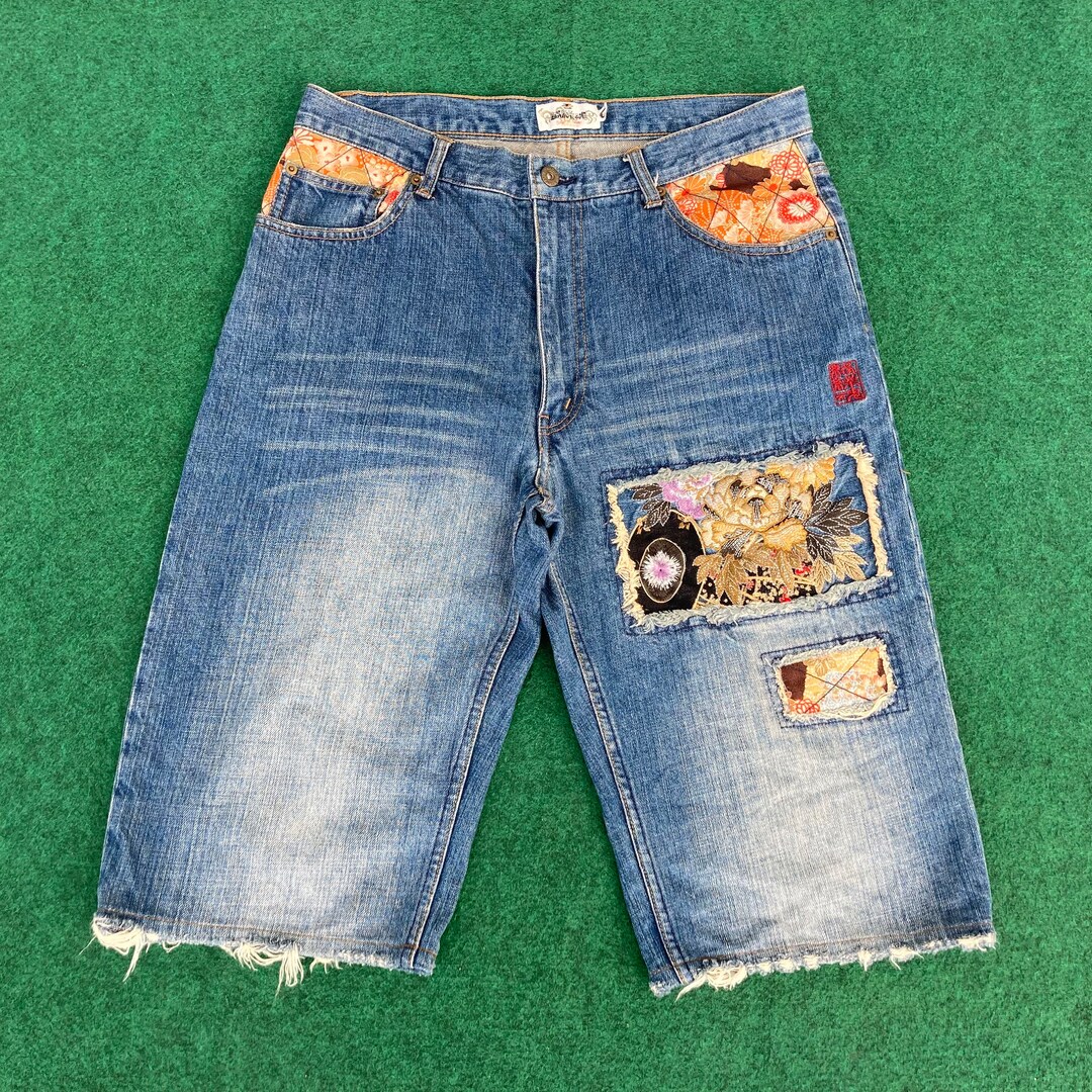 Karakuri Tamashi Denim Short Jorts Baggy Pants Sz 33 Jeans - Etsy