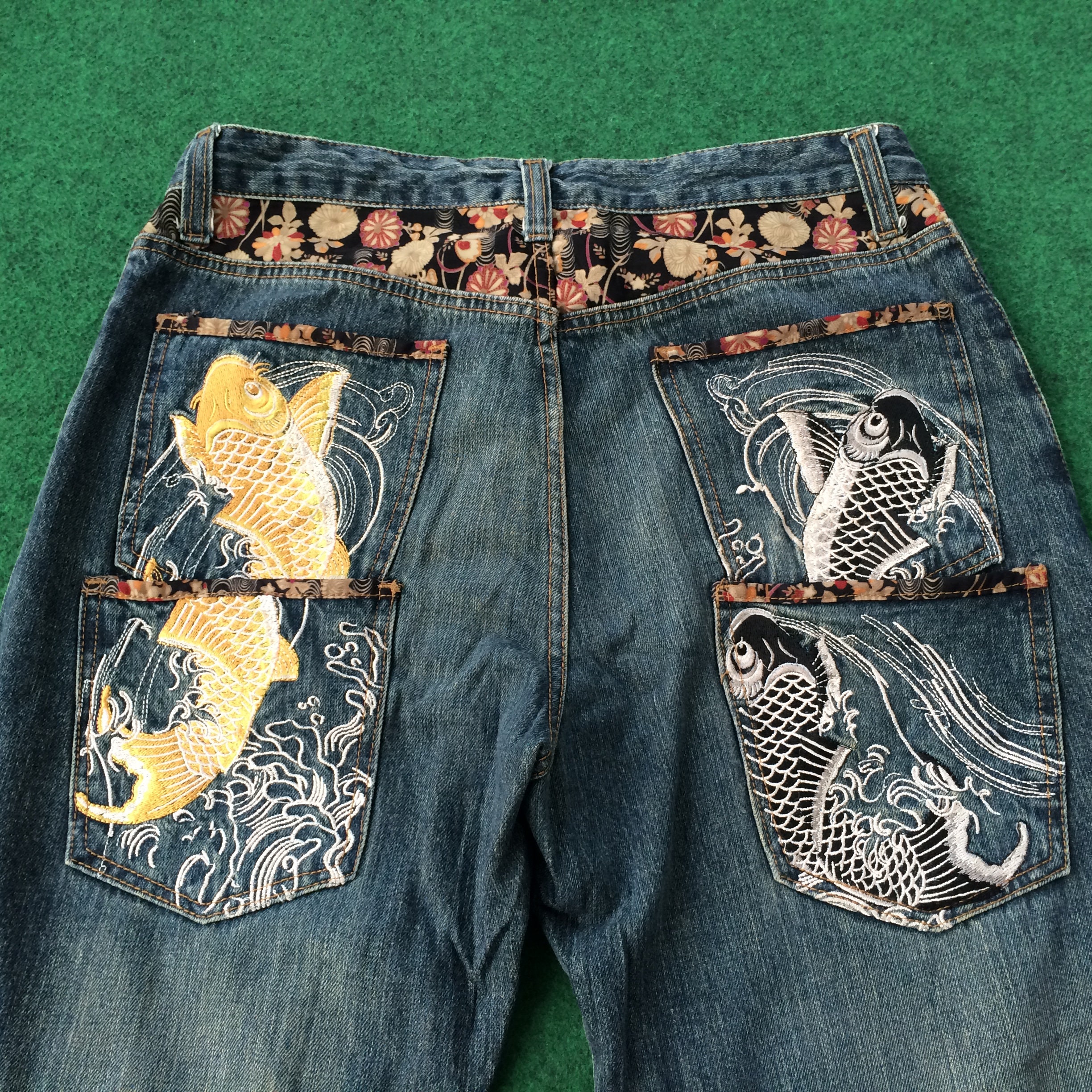 Rare Memory Special Sugoi Koi Fish Denim Trousers Pants Size | Etsy