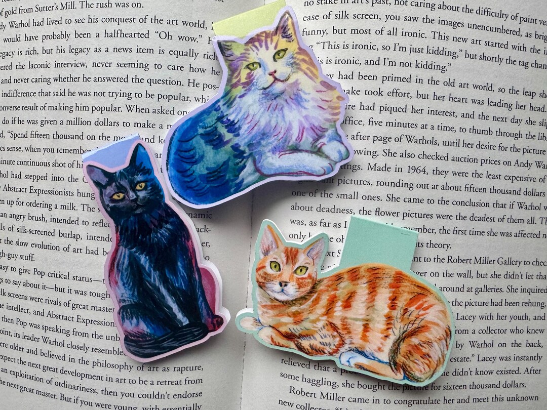 Illustrated Cats Magnetic Bookmarks - Set of 3 Handmade Bookmarks - Etsy