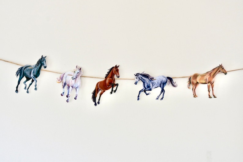 Horses Paper Garland Illustrated Equestrian Bunting - Etsy