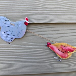 Chicken Garland - Illustrated Paper Garland - Pet Hens and a Rooster ...