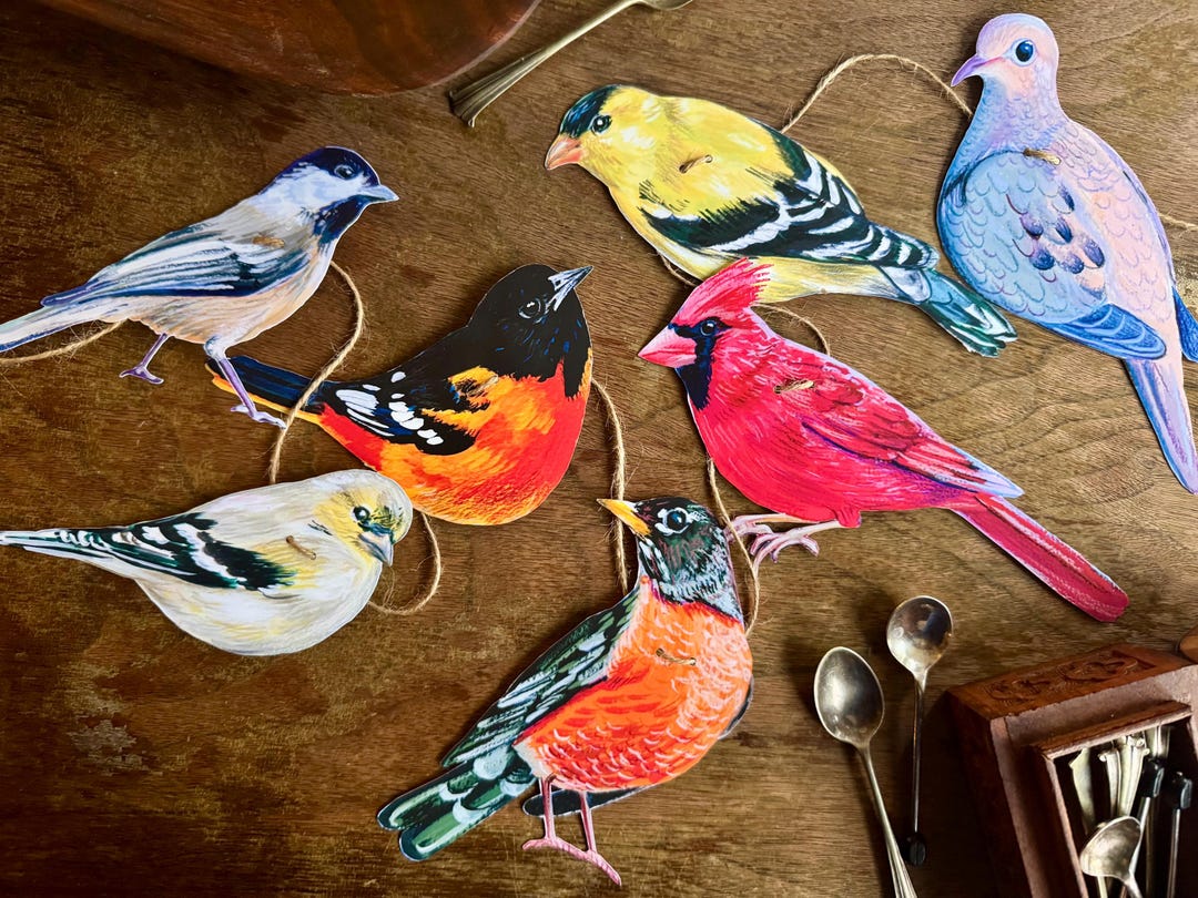 Song Birds Illustrated Paper Garland - Thread Your Own Bird Bunting Art ...