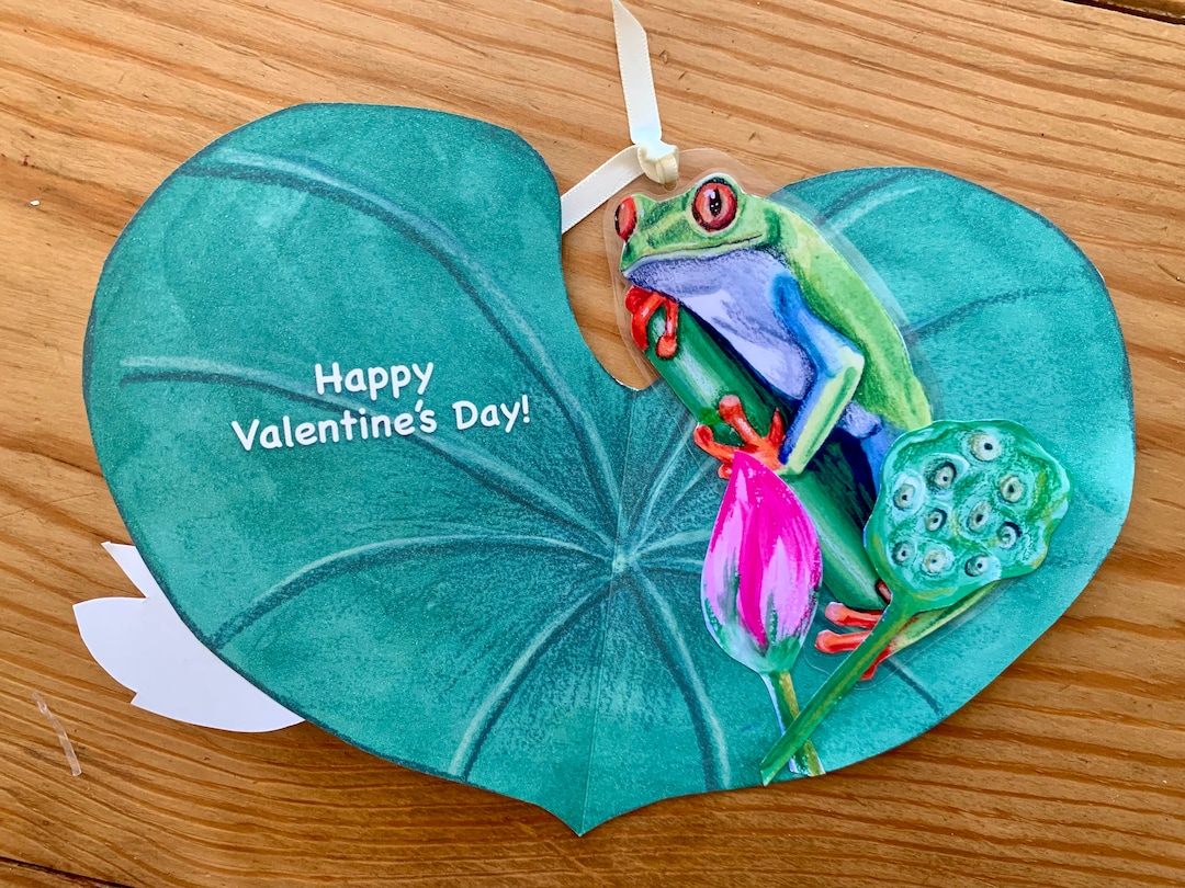 Frog Interactive Valentines Card With Bookmark - Etsy