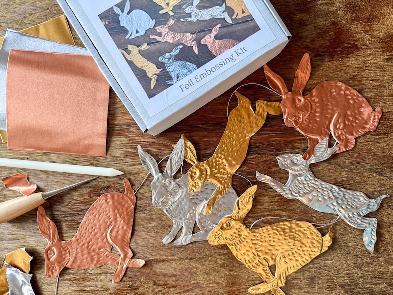 Rabbits DIY Tin Embossing Kit, Embossed Metal Foil Craft Kit for Adults ...