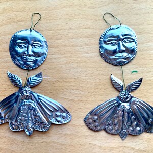 Moon and Moth Handmade Embossed Pressed Tin Wall Decoration - Etsy