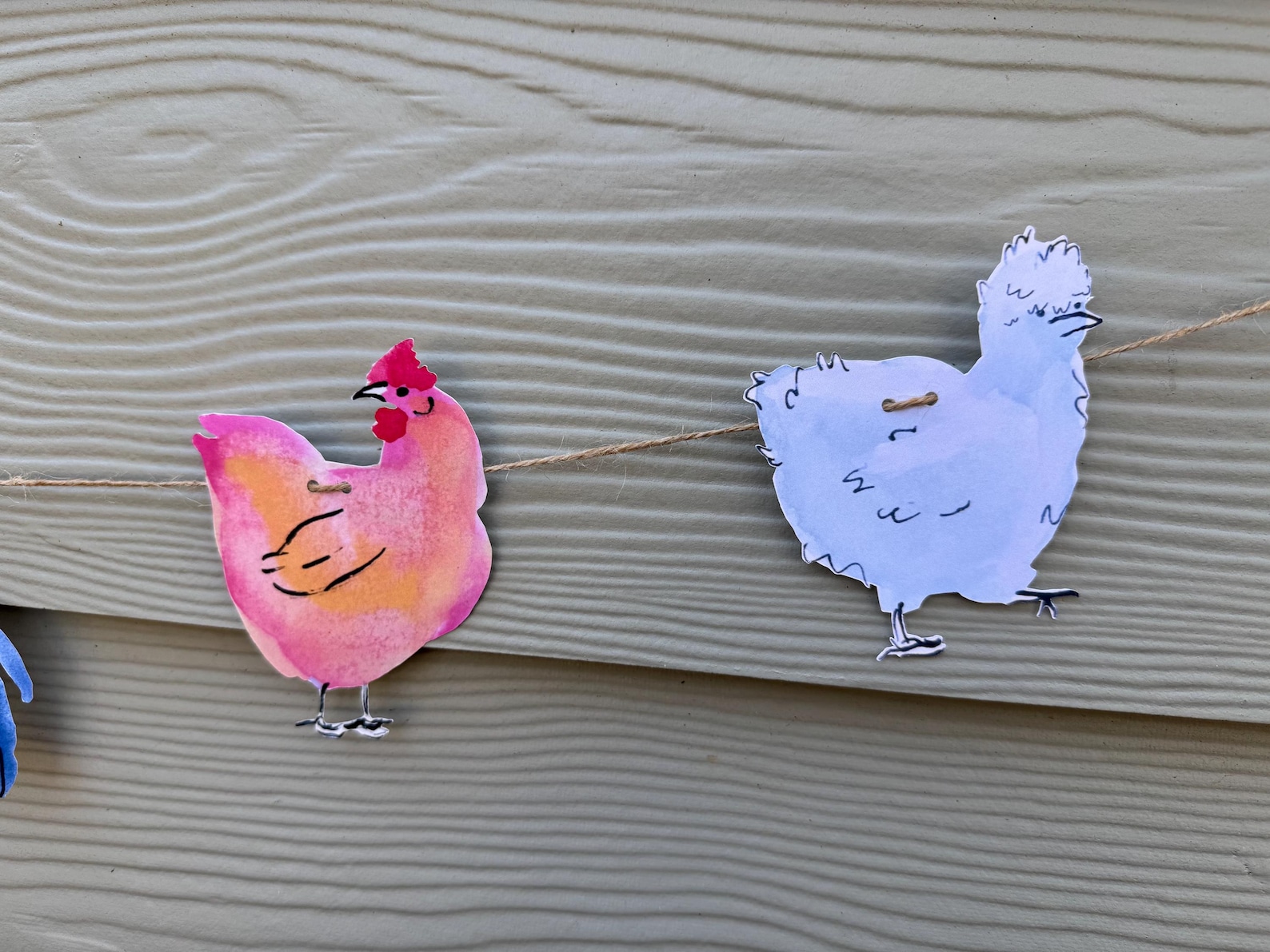 Chicken Garland - Illustrated Paper Garland - Pet Hens and a Rooster ...