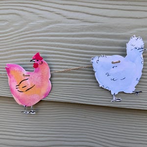 Chicken Garland - Illustrated Paper Garland - Pet Hens and a Rooster ...