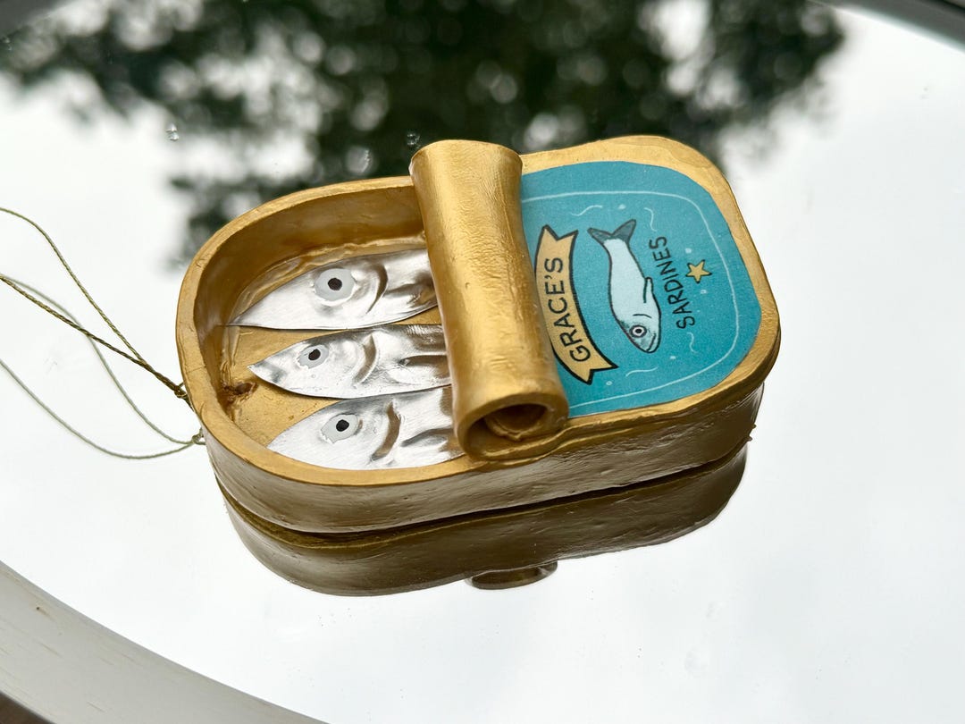 Customizable Sardine Ornament With Personalized Name Label - Whimsical ...