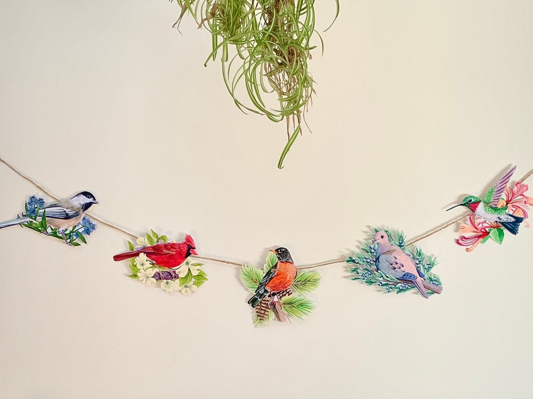 Backyard Birds and Botanicals Illustrated Paper Garland - Etsy
