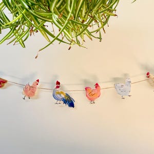 Chicken Garland - Illustrated Paper Garland - Pet Hens and a Rooster ...