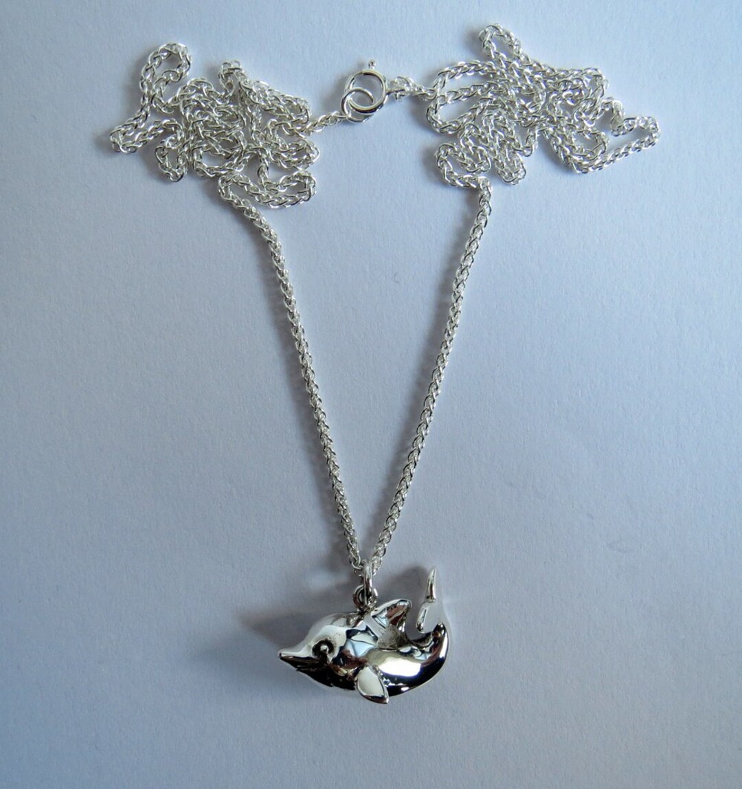Silver Dolphin Pendant on Chain - Etsy