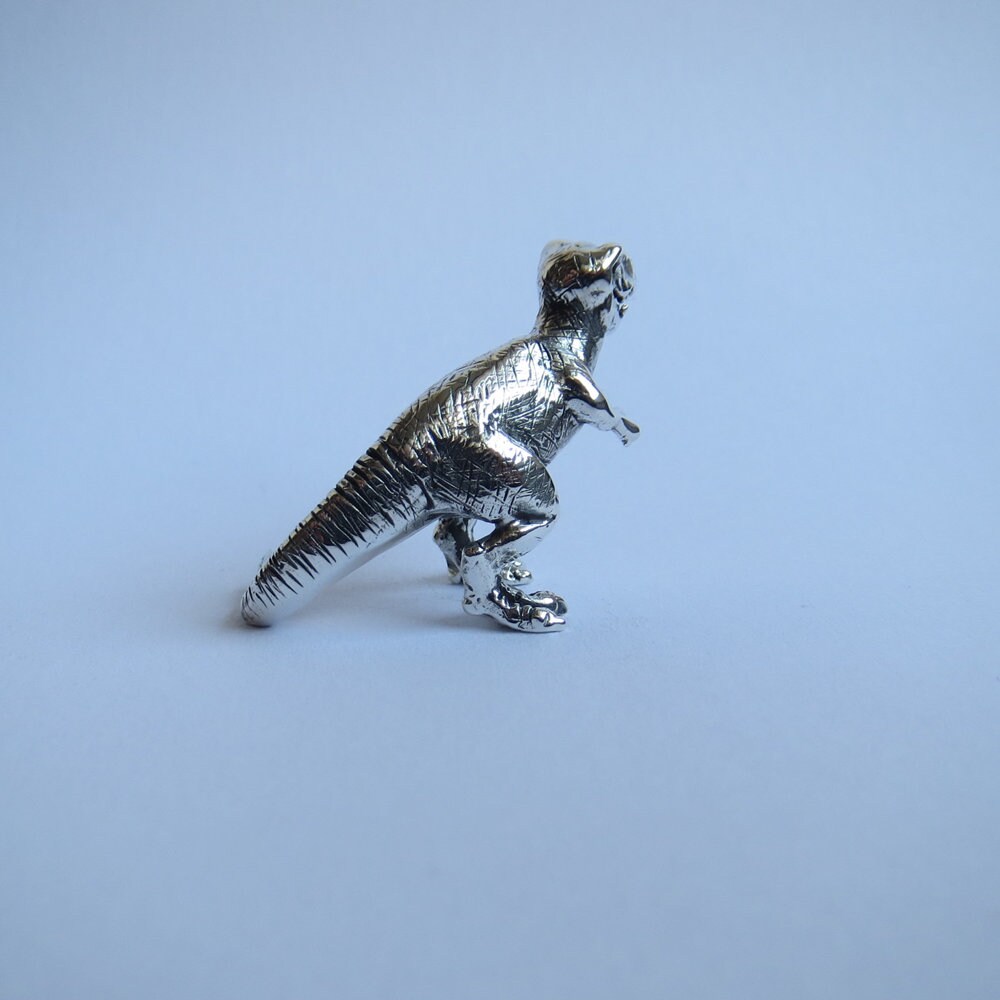 Silver T. rex dinosaur figurine | Etsy