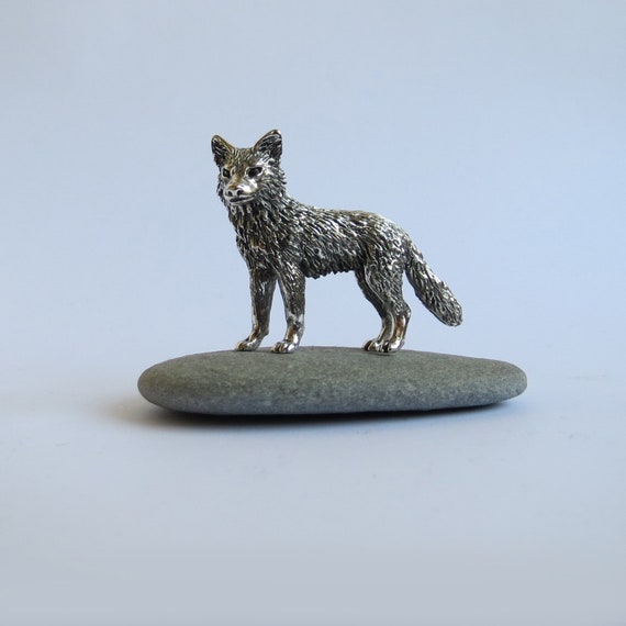 Wolf silver figurine | Etsy