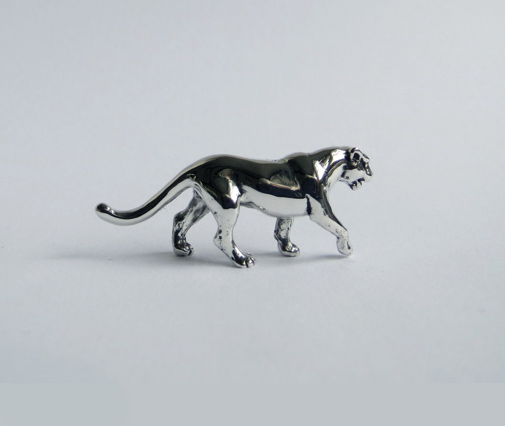 Tiny Panther or Leopard Figurine Silver - Etsy