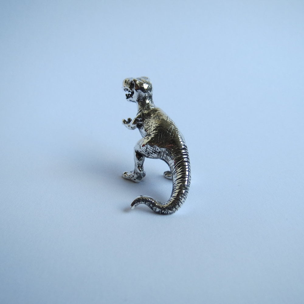 Silver T. rex dinosaur figurine | Etsy