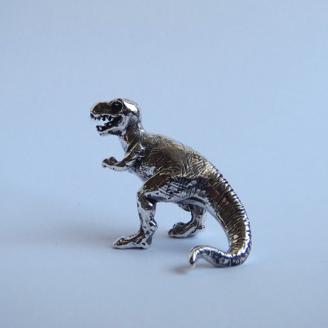 Silver T. Rex Dinosaur Figurine - Etsy