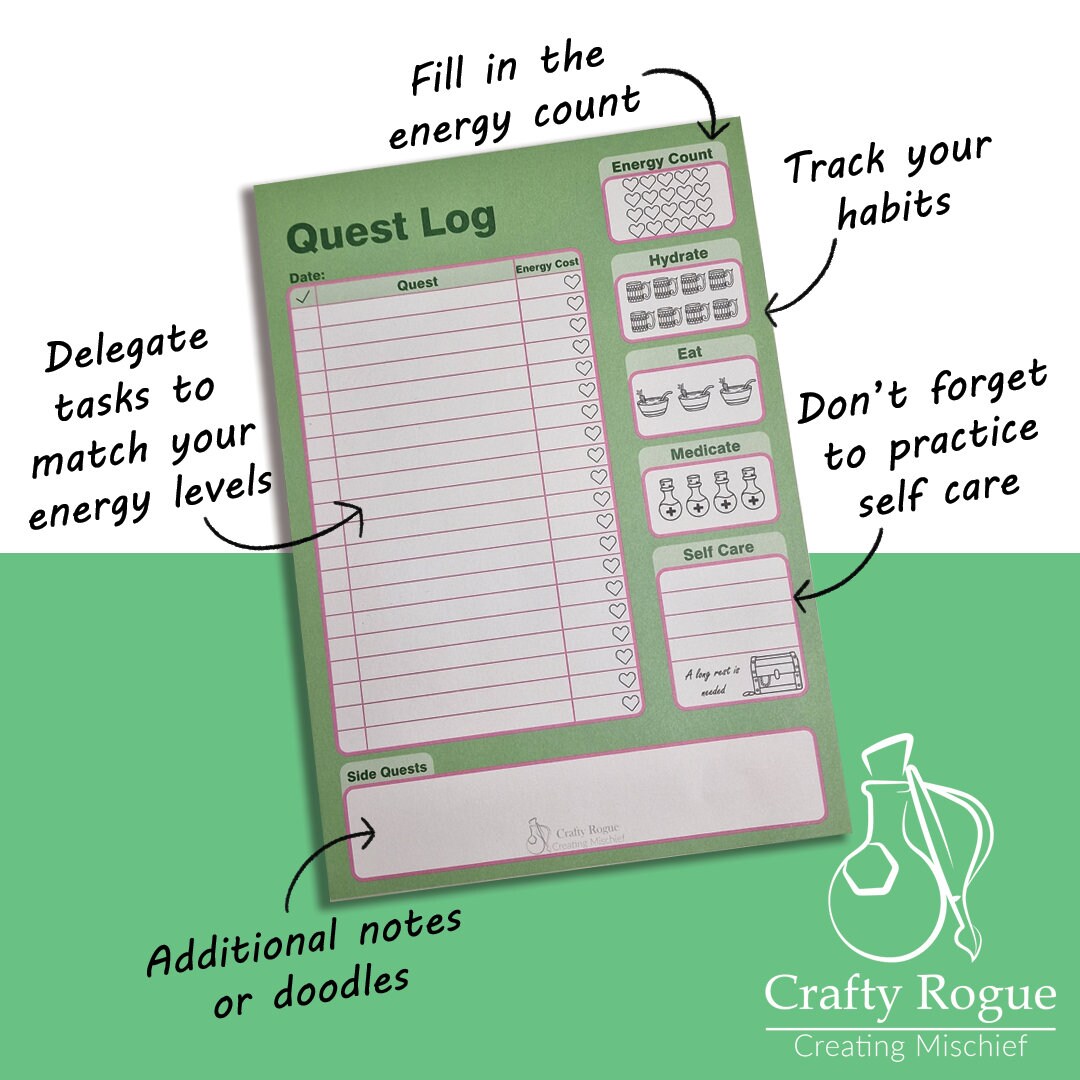 Spoon Tracker Notepad - Quest Edition - Etsy