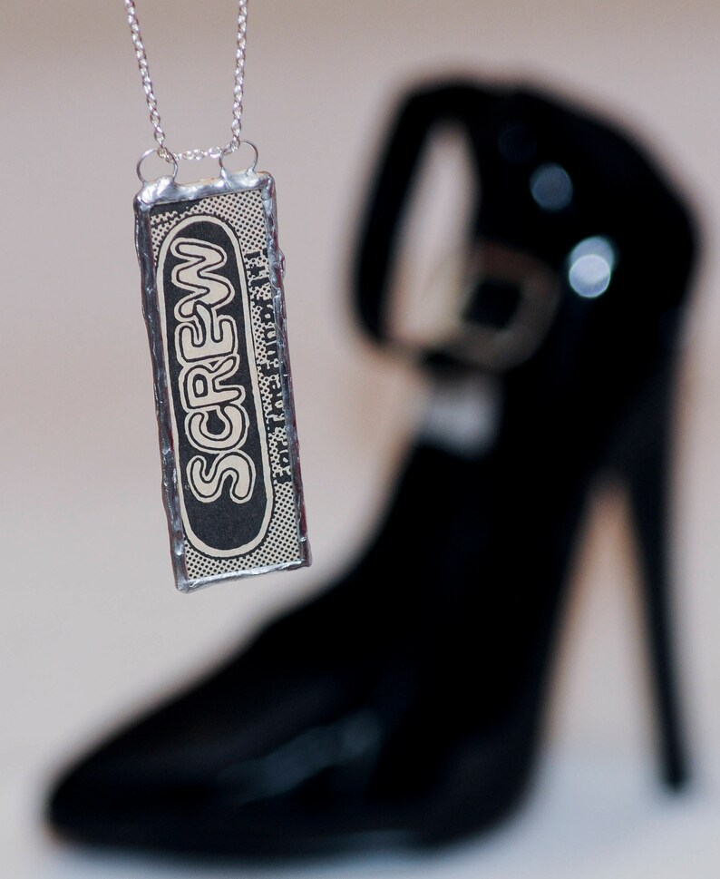 One of A Kind Upcycled Naughty Tramp Stamp Necklace - Etsy