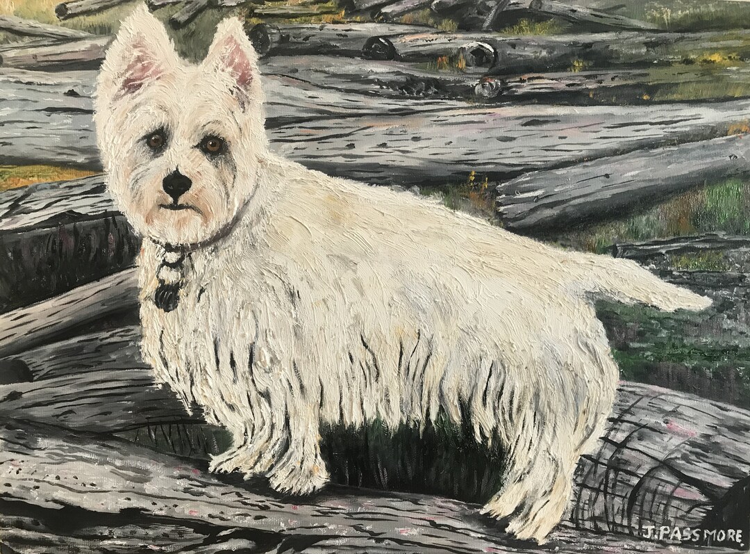 BELOVED DOUGIE. Oil Painting, Fine Art, Original, on Canvas, Westie ...