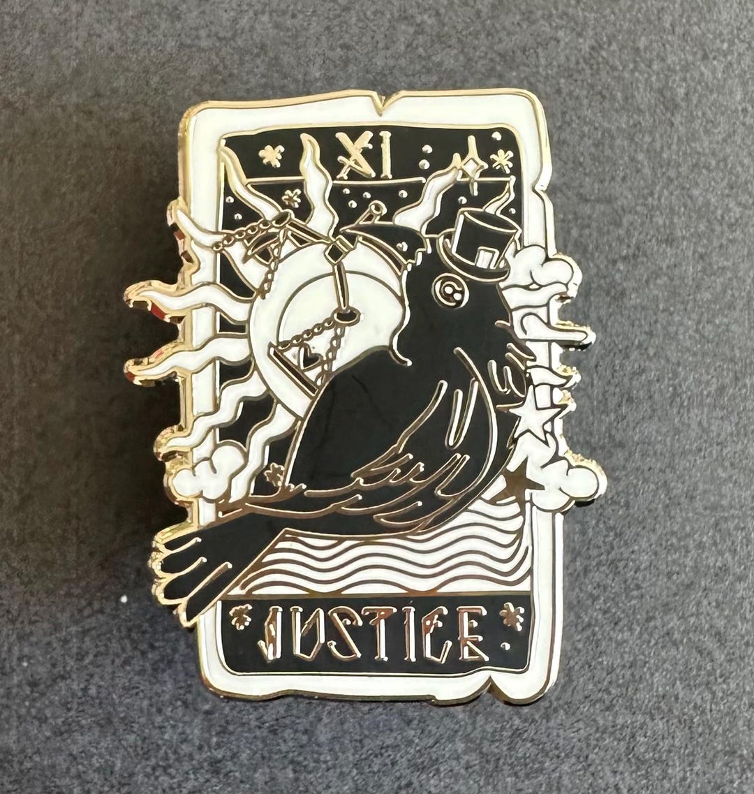 Justice Crow Tarot Enamel Pin - Etsy