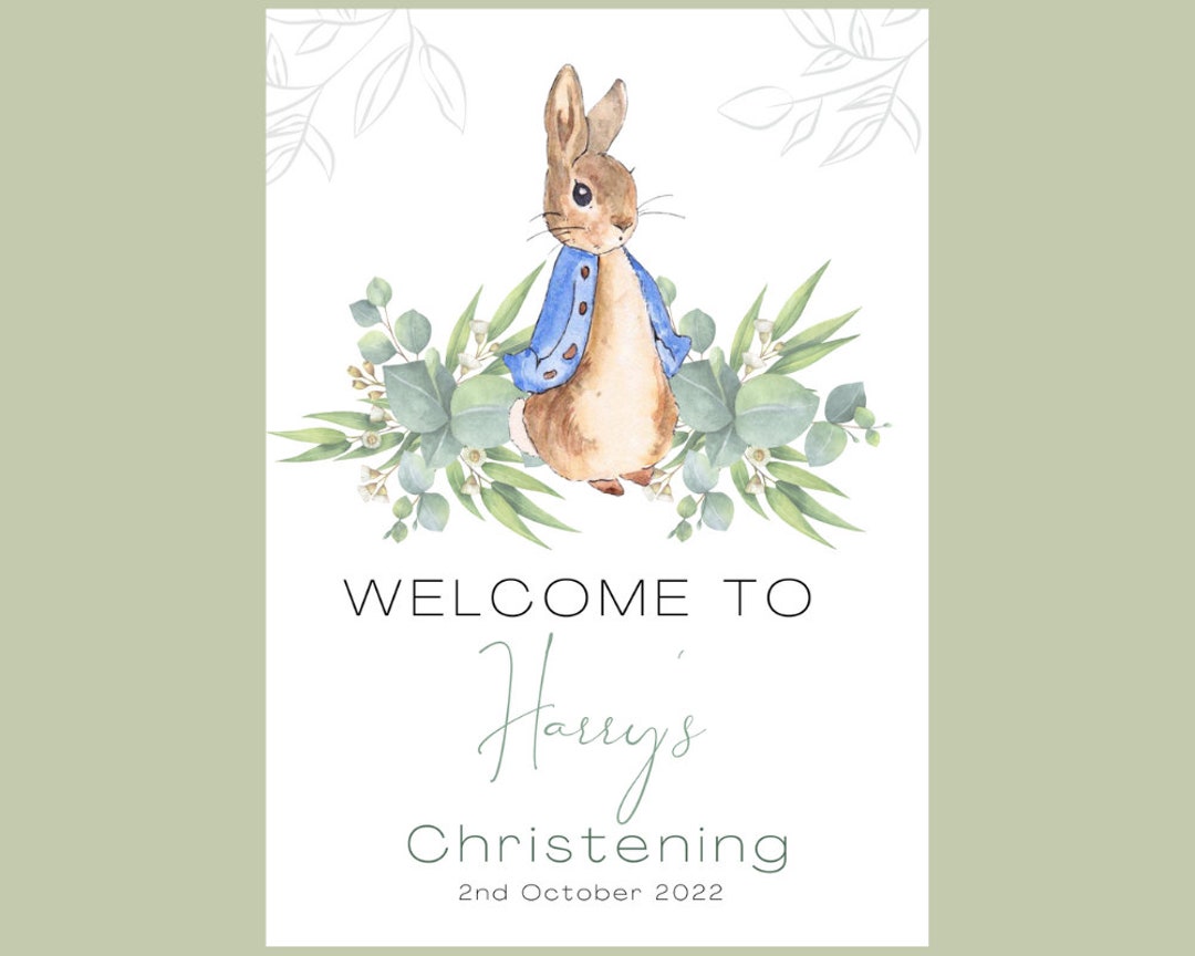 Peter Rabbit Christening Sign A4 A3 A2 Digital Copy Only - Etsy