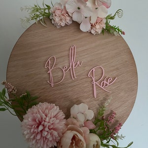 Floral Name Sign Personalised Door Sign Name Nursery Wall Decor Blush ...